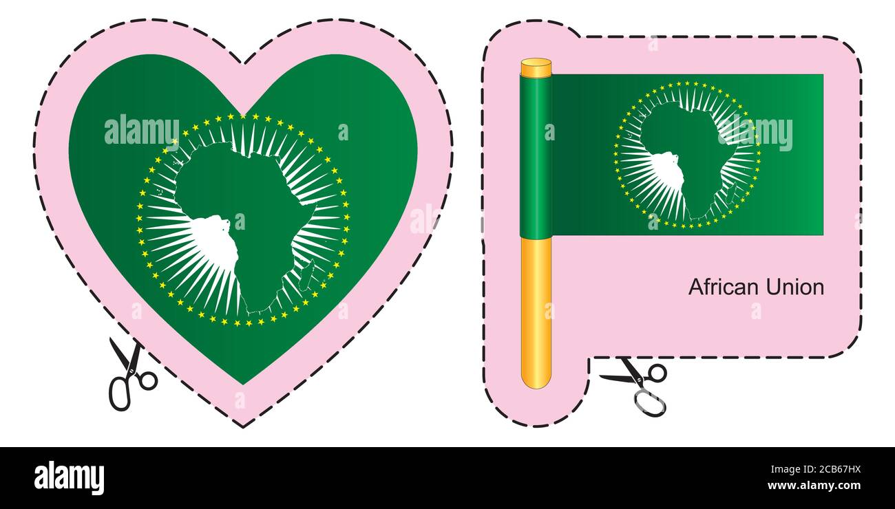 Flag of the African Union. Vector cut sign here, isolated on white. Can ...