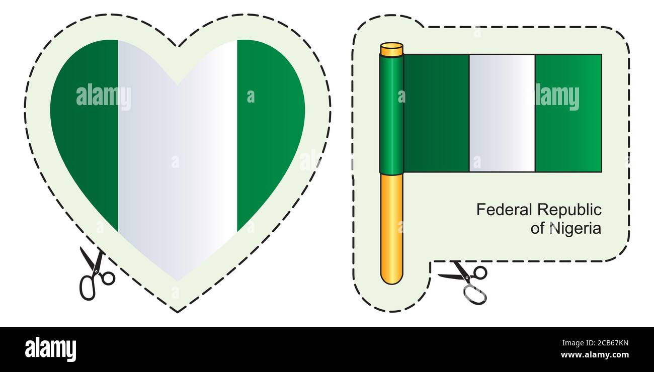 Flag of Nigeria. Vector cut sign here, isolated on white. Can be used ...