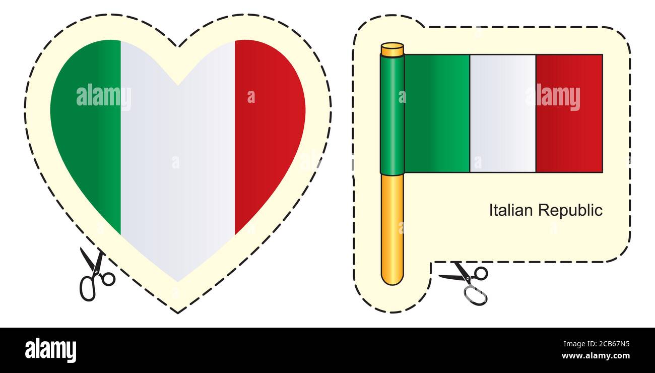 Flag of Italy. Vector cut sign here, isolated on white. Can be used for ...