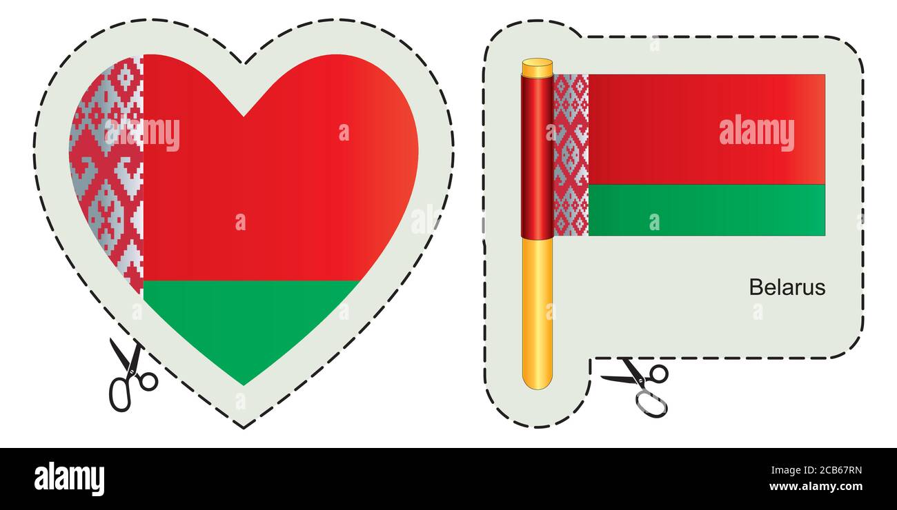 Flag of Belarus. Vector cut sign here, isolated on white. Can be used ...