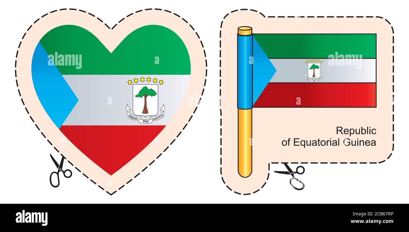 Flag of Equatorial Guinea. Vector cut sign here, isolated on white. Can ...