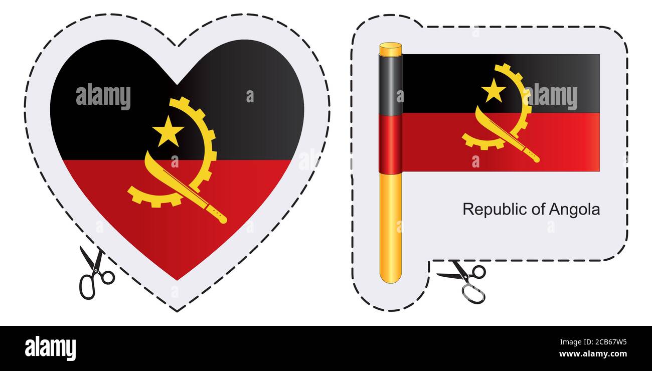 Flag of Angola. Vector cut sign here, isolated on white. Can be used ...