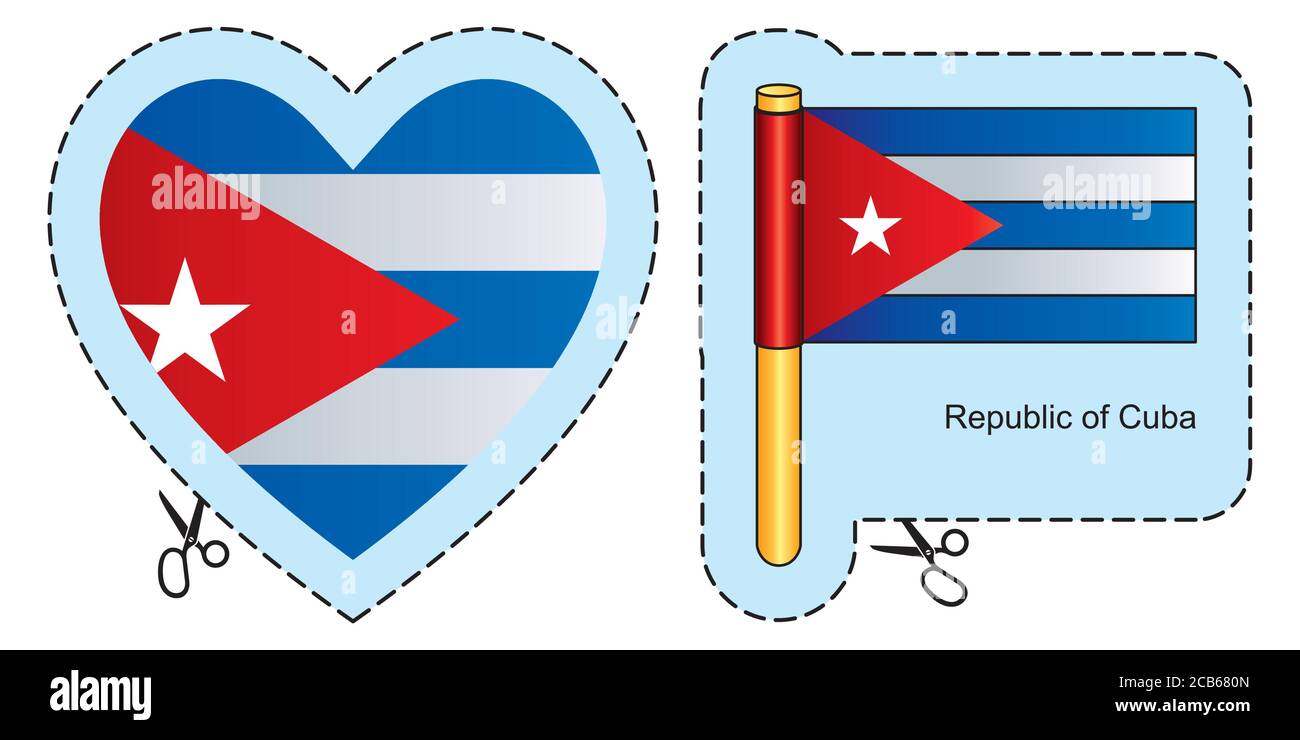 Flag of Cuba. Vector cut sign here, isolated on white. Can be used for ...