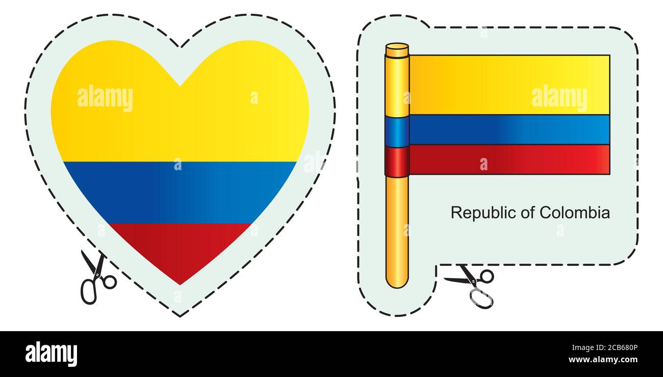 Flag of Colombia. Vector cut sign here, isolated on white. Can be used ...