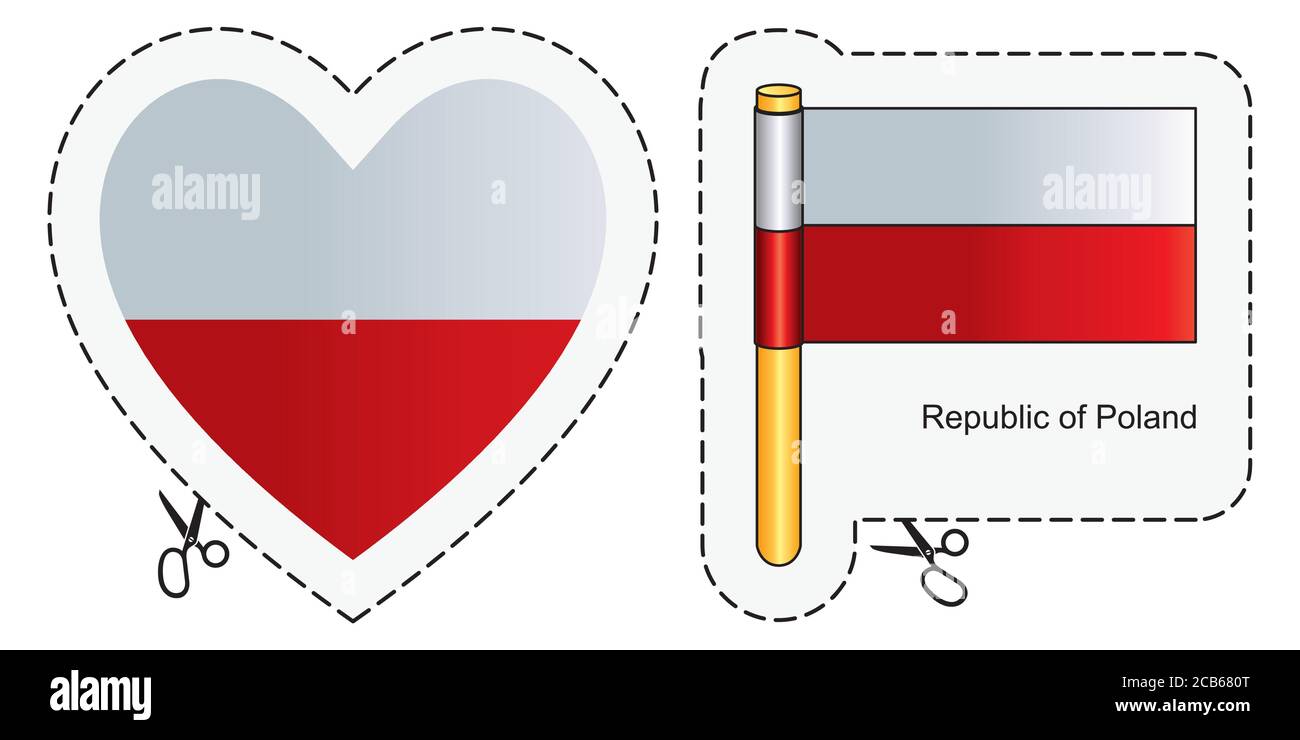 Flag of Poland. Vector cut sign here, isolated on white. Can be used ...