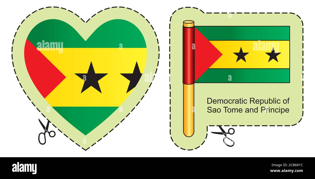 Flag of Sao Tome and Principe. Vector cut sign here, isolated on white ...