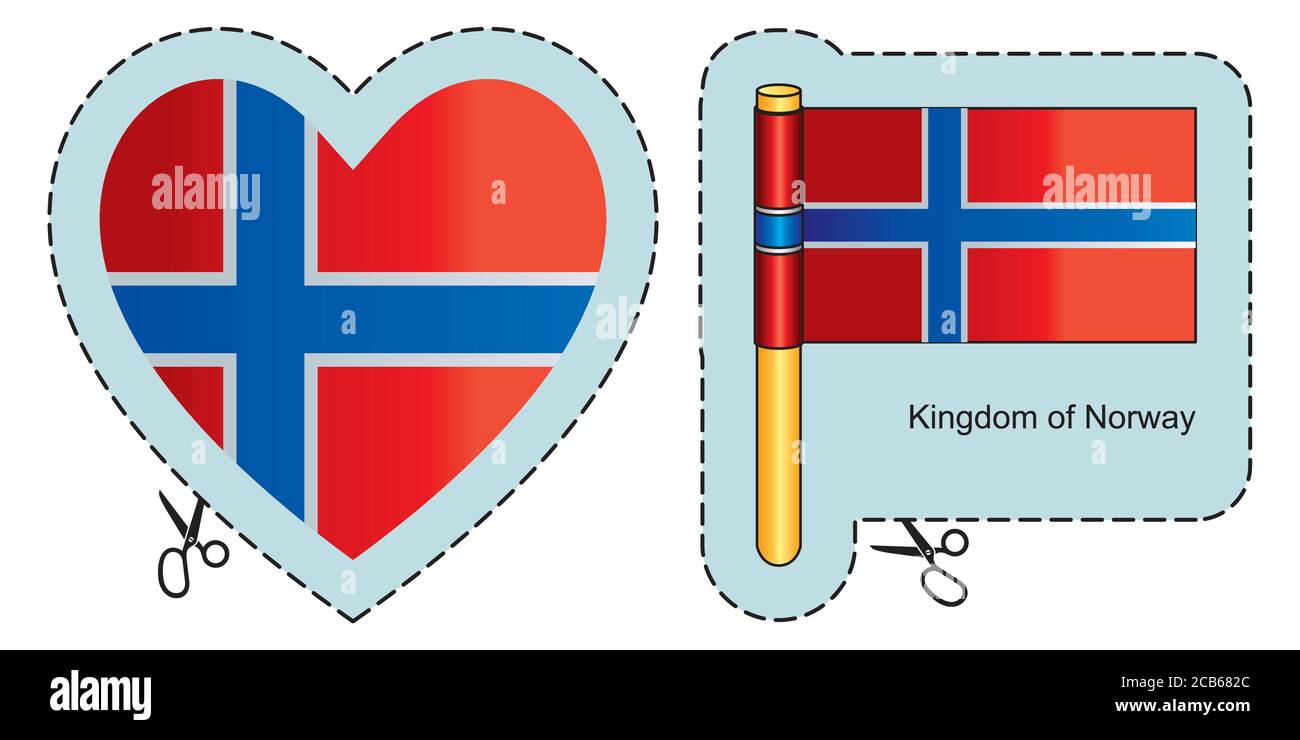 Flag of Norway. Vector cut sign here, isolated on white. Can be used ...