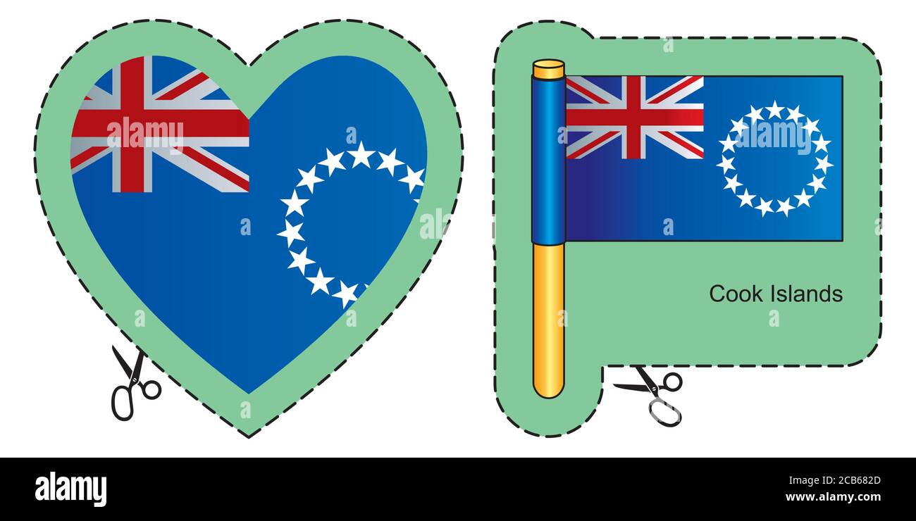 Flag of the Cook Islands. Vector cut sign here, isolated on white. Can ...