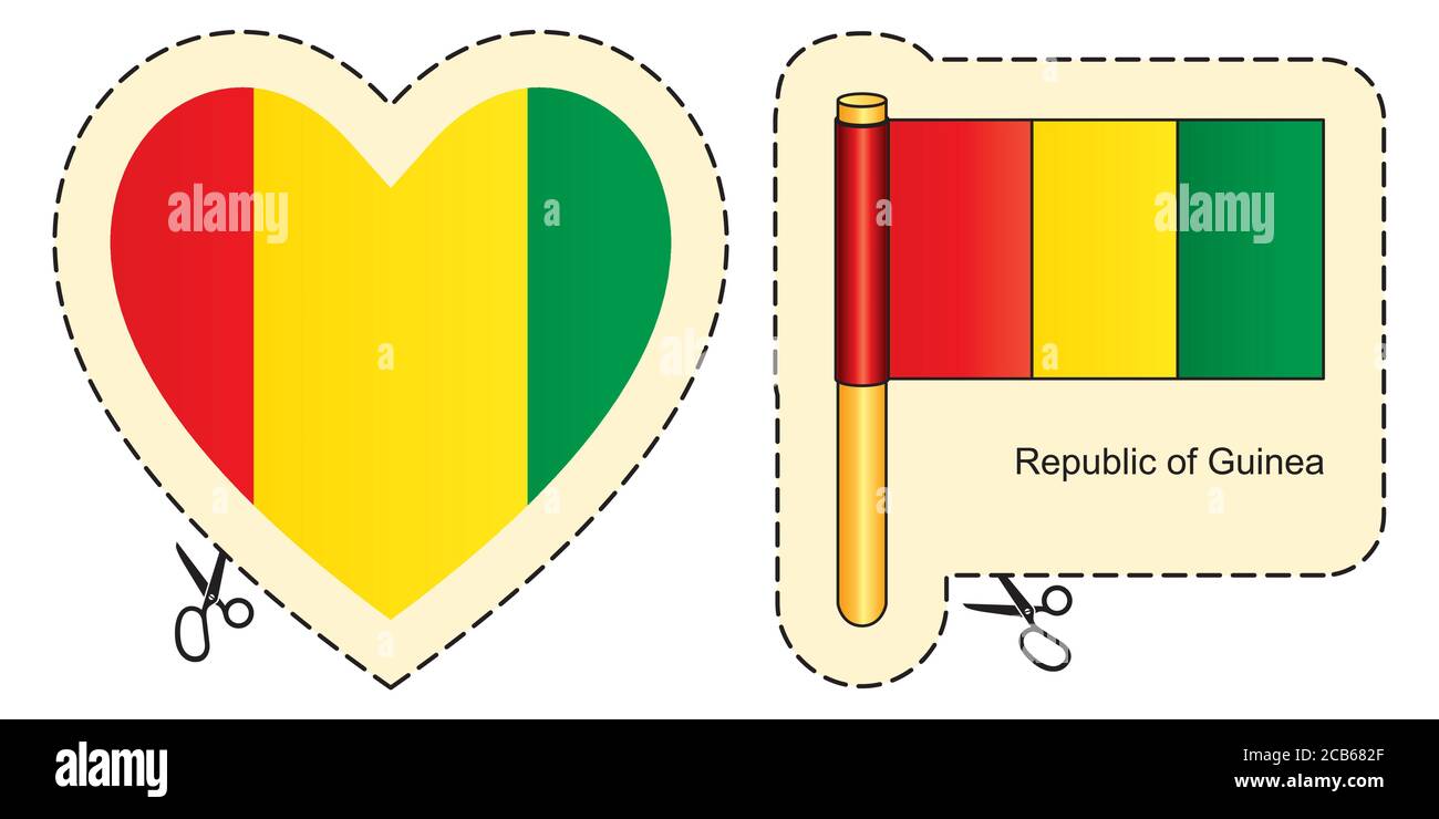 Flag of Guinea. Vector cut sign here, isolated on white. Can be used ...