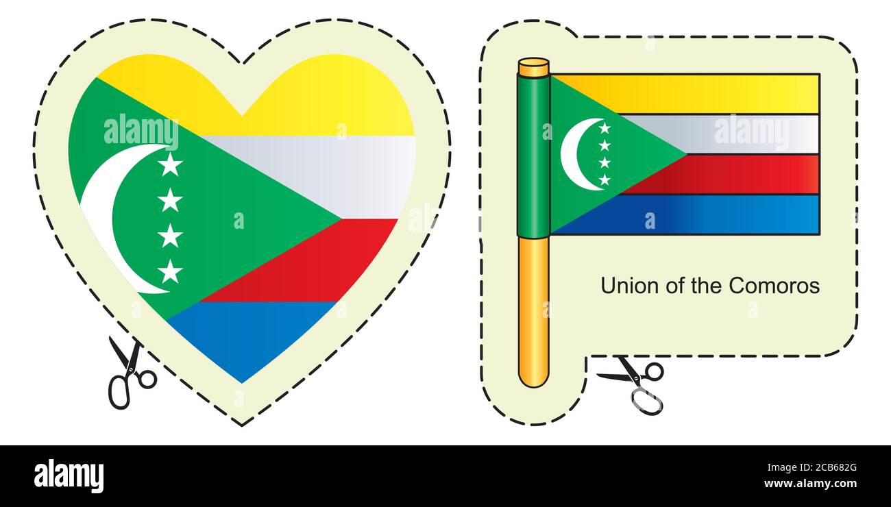 Flag of the Comoros. Vector cut sign here, isolated on white. Can be ...