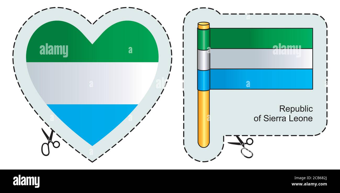 Flag of Sierra Leone. Vector cut sign here, isolated on white. Can be ...