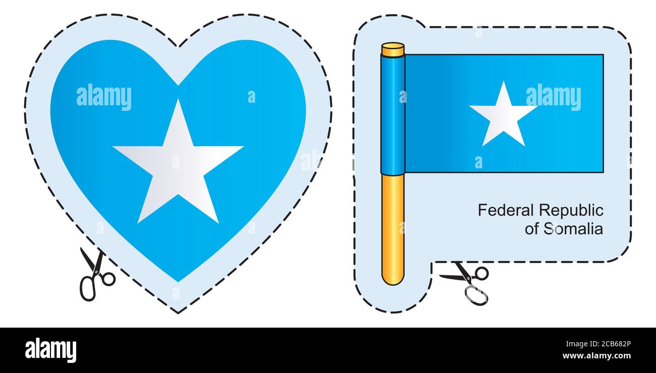 Flag of Somalia. Vector cut sign here, isolated on white. Can be used ...