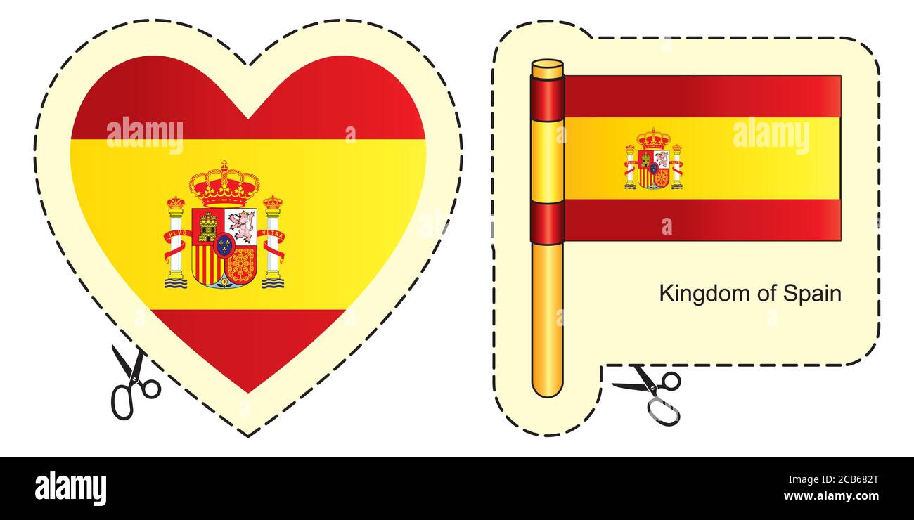 Flag of Spain. Vector cut sign here, isolated on white. Can be used for ...