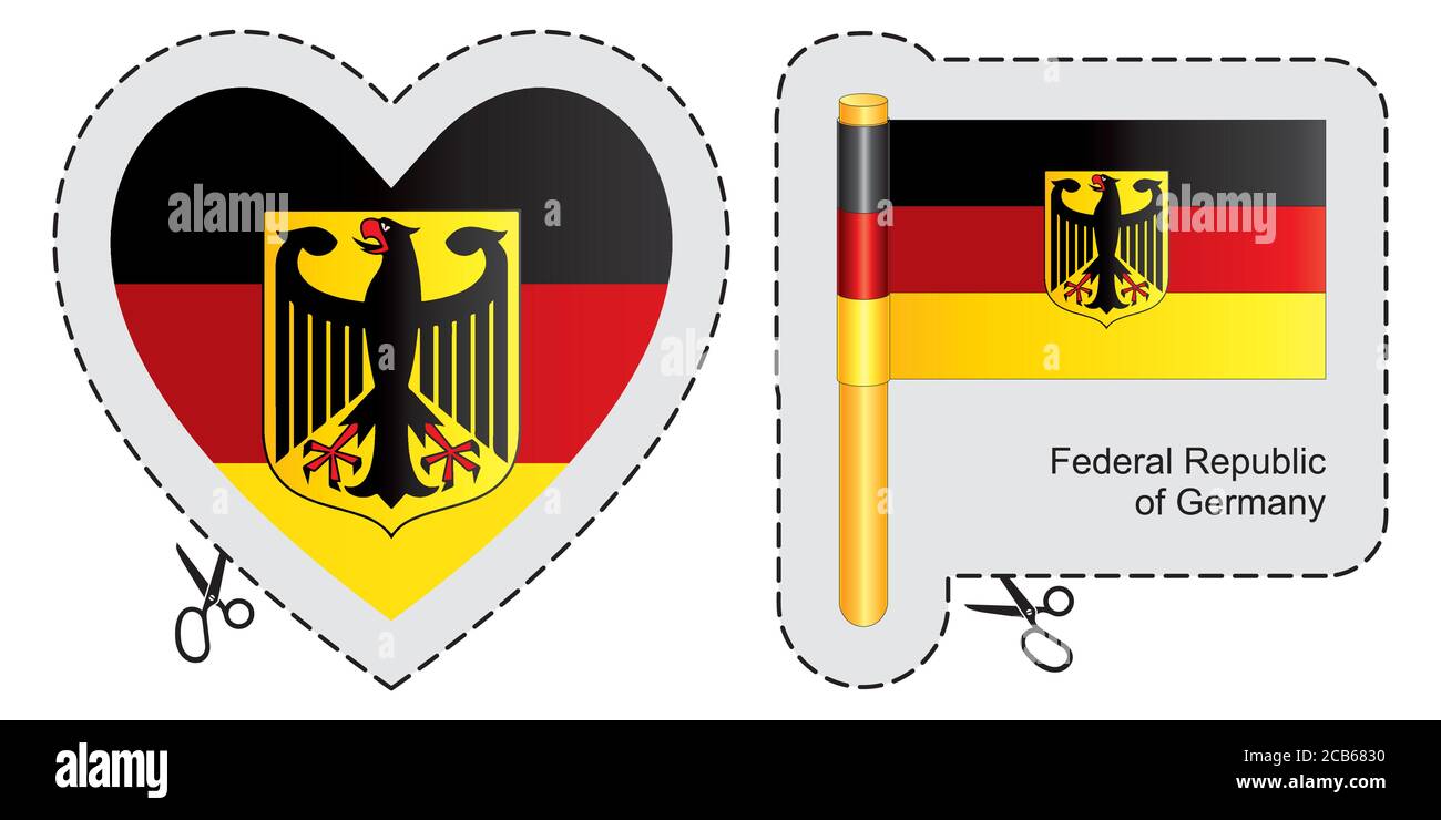Flag of Germany. Vector cut sign here, isolated on white. Can be used ...