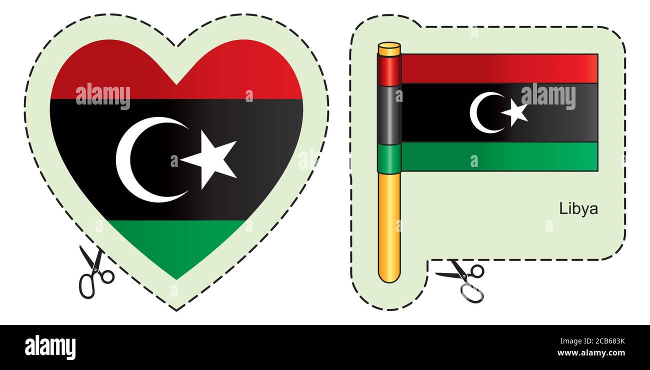 Flag of Libya. Vector cut sign here, isolated on white. Can be used for ...