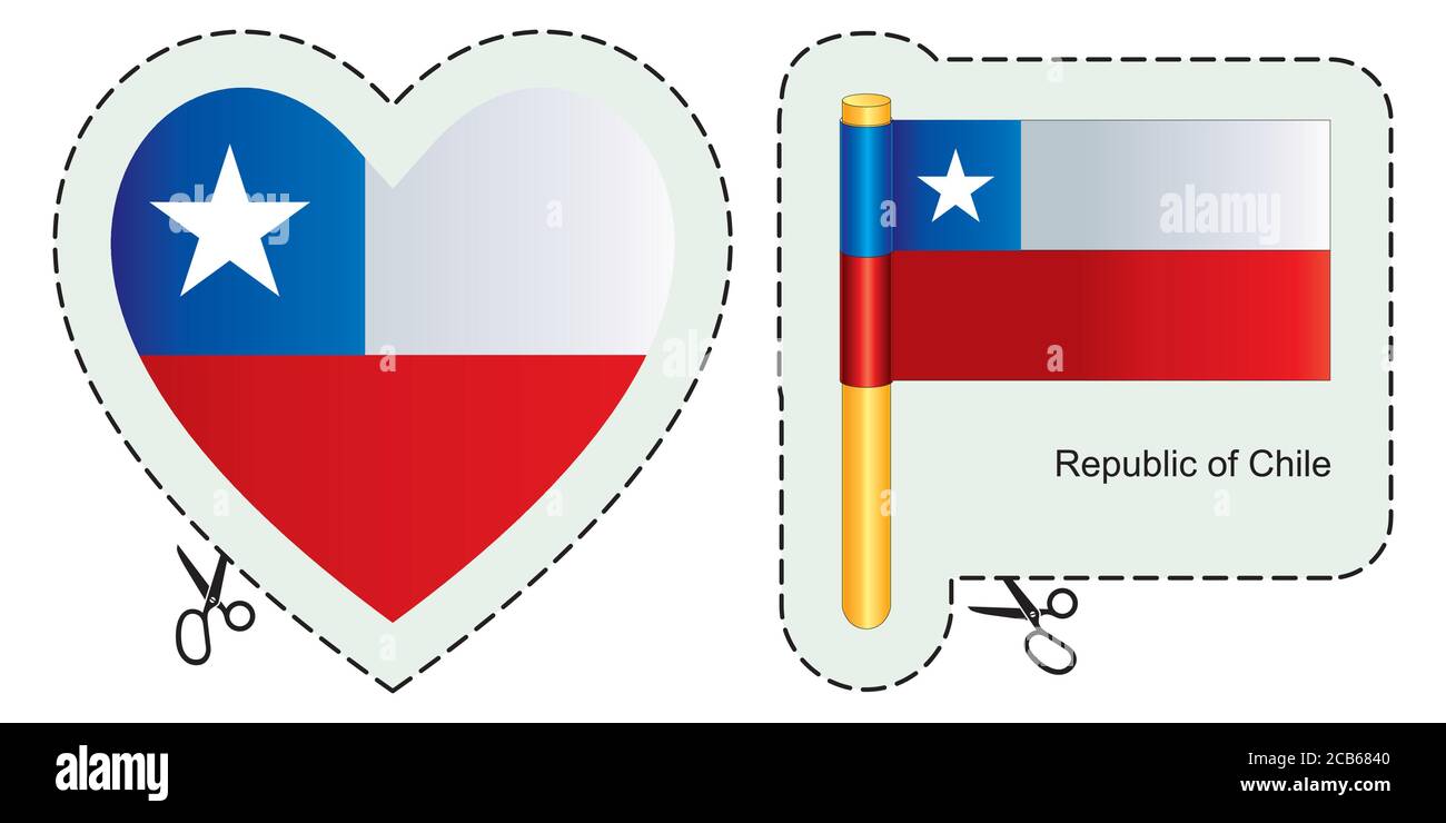Flag of Chile. Vector cut sign here, isolated on white. Can be used for ...