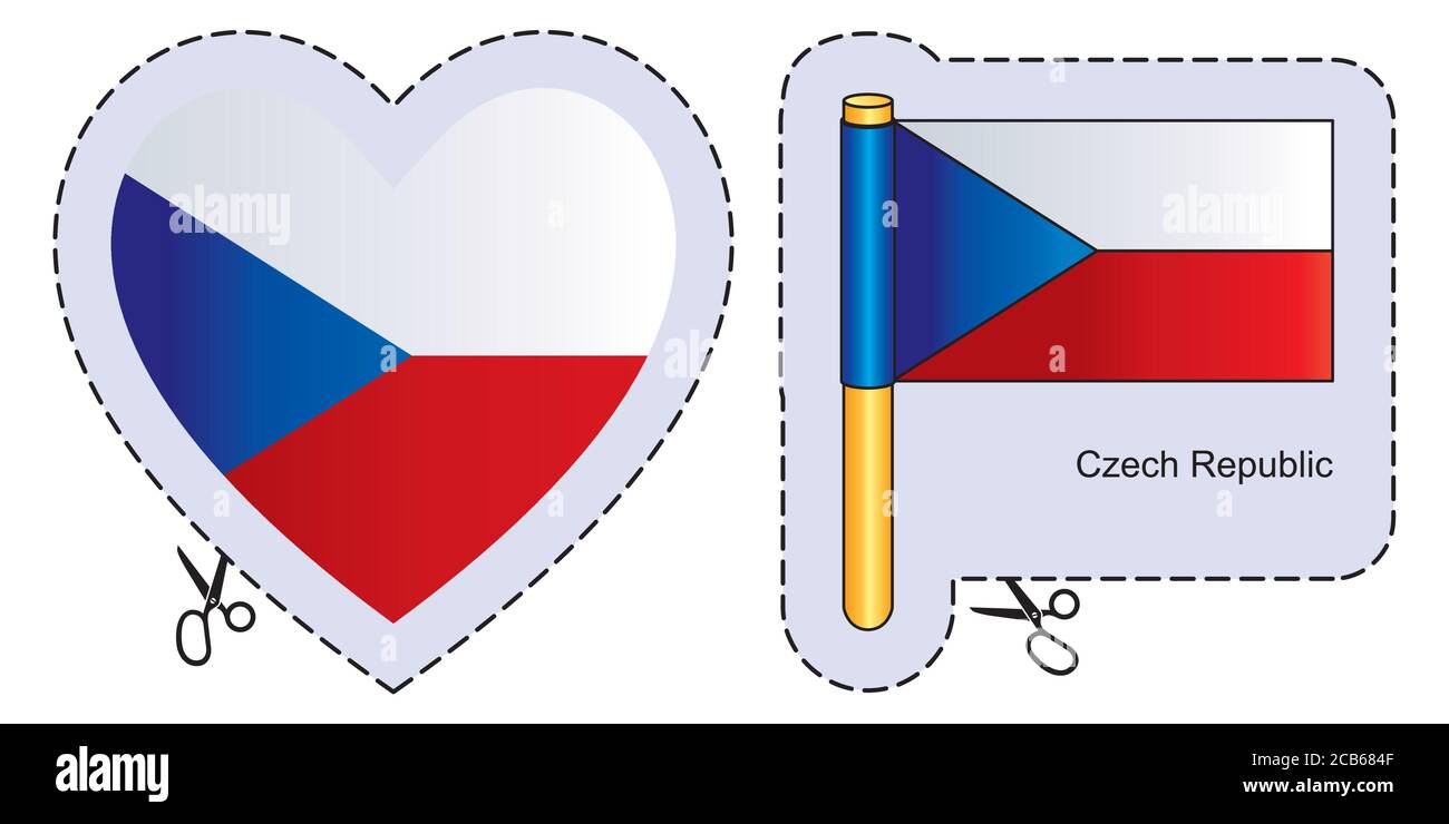 Flag of the Czech Republic. Vector cut sign here, isolated on white ...