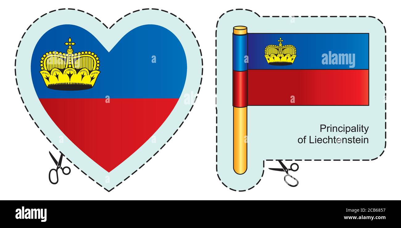 Flag of Liechtenstein. Vector cut sign here, isolated on white. Can be ...
