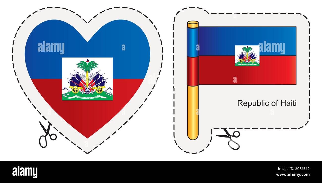 Flag of Haiti. Vector cut sign here, isolated on white. Can be used for ...
