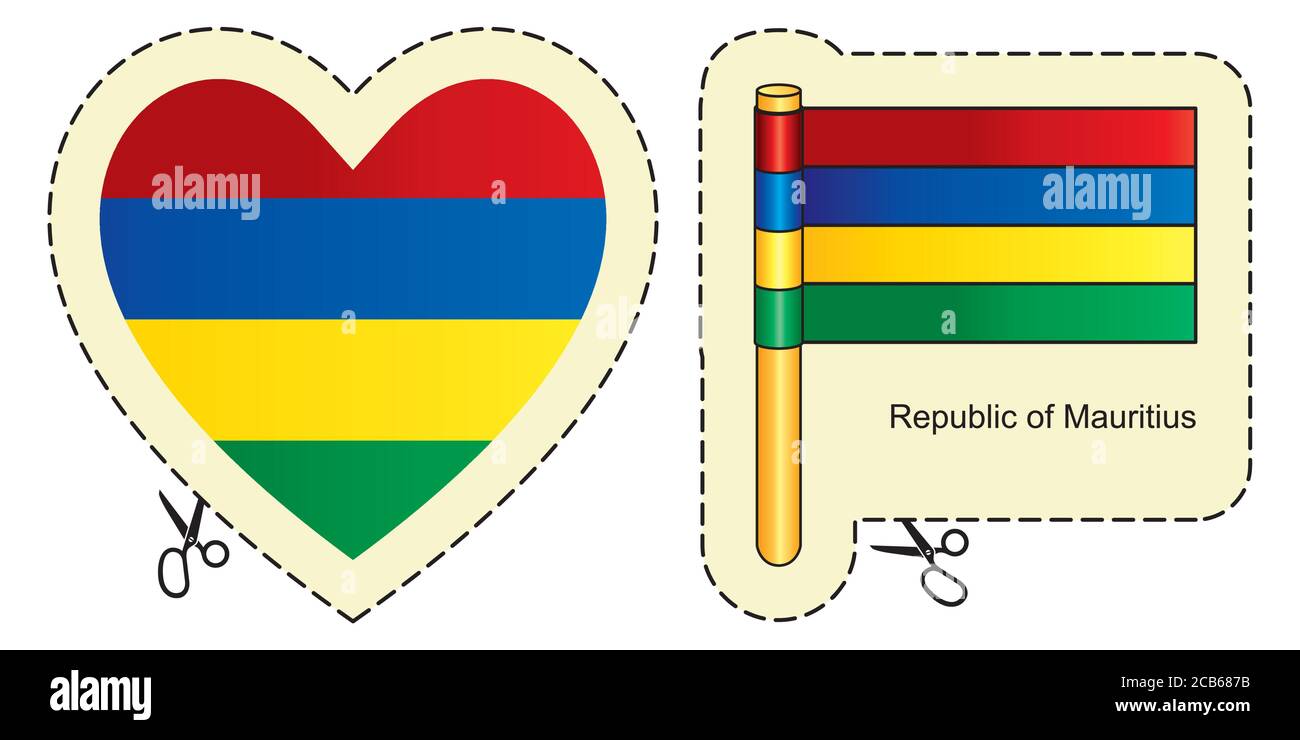 Flag of Mauritius. Vector cut sign here, isolated on white. Can be used ...