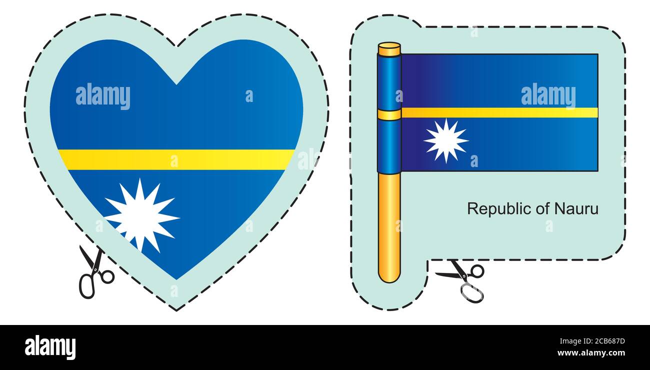 Flag of Nauru. Vector cut sign here, isolated on white. Can be used for ...