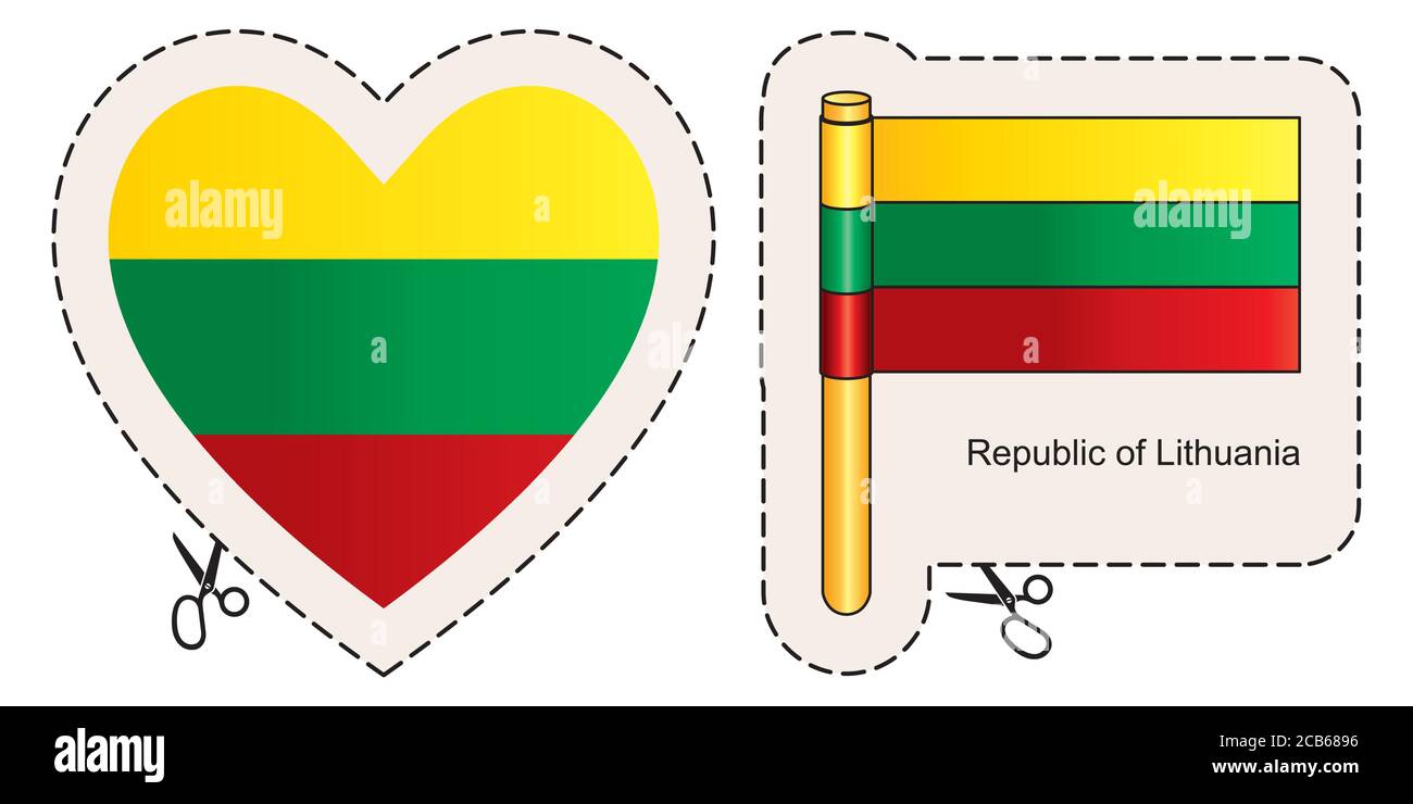 Flag of Lithuania. Vector cut sign here, isolated on white. Can be used ...