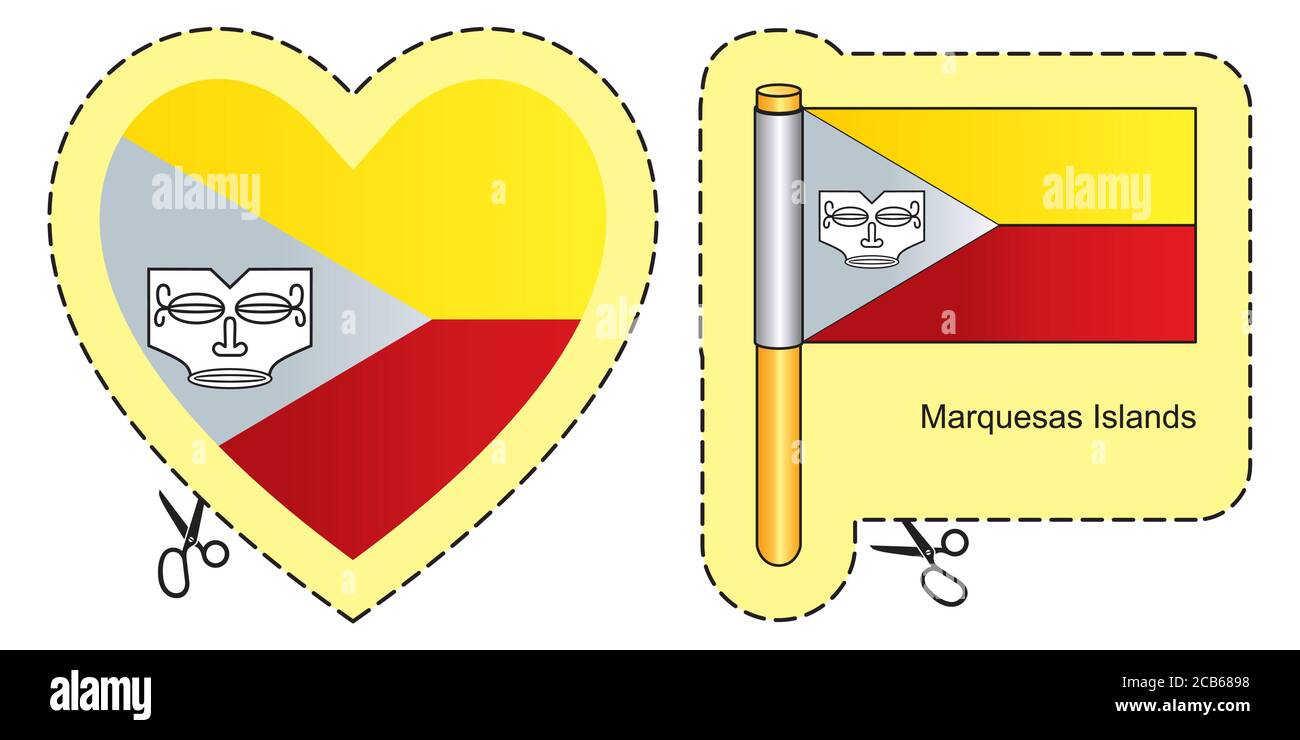 Flag of the Marquesas Islands. Vector cut sign here, isolated on white ...