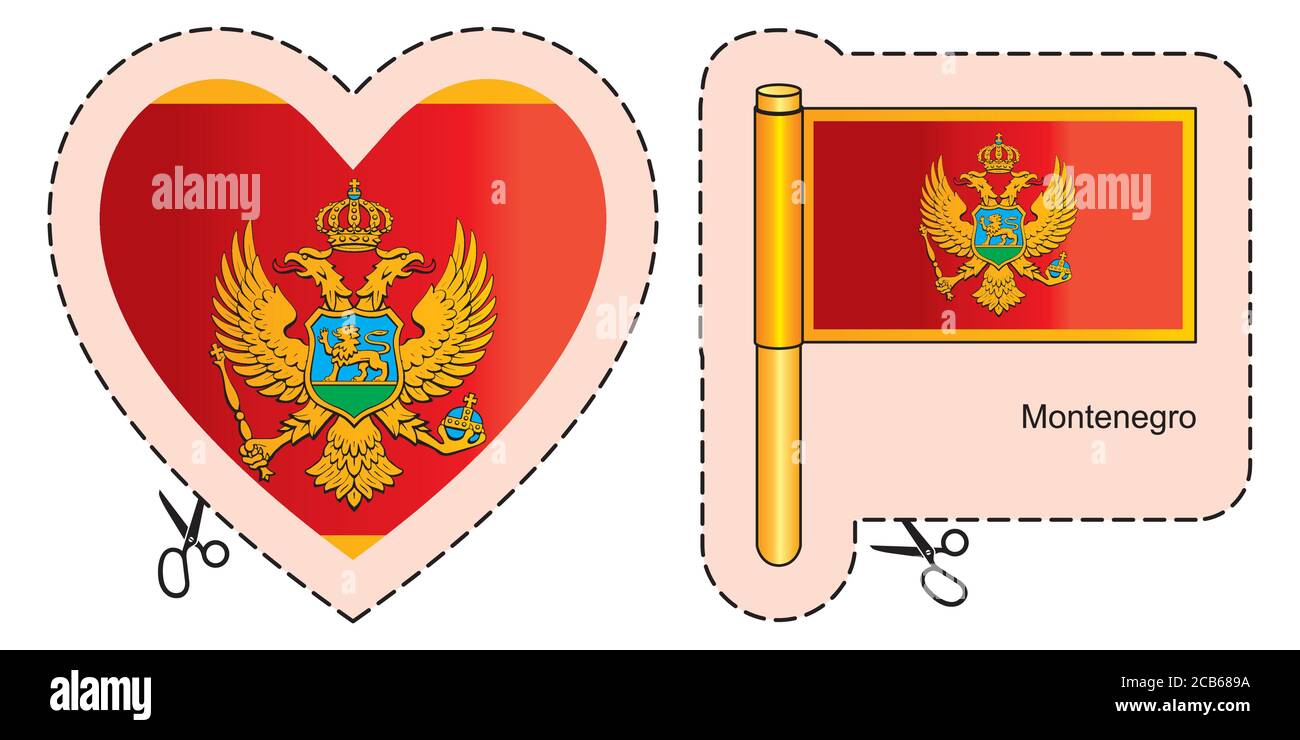 Flag of Montenegro. Vector cut sign here, isolated on white. Can be ...