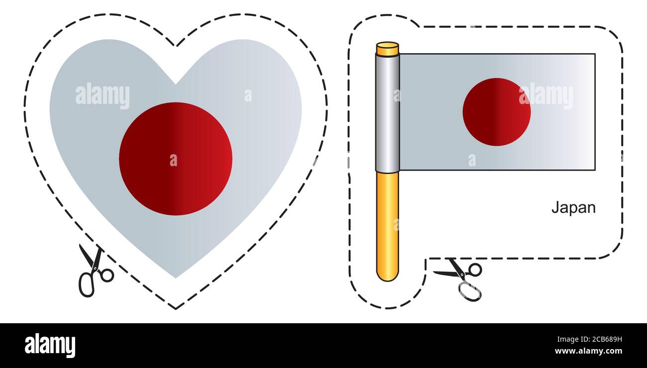 Flag of Japan. Vector cut sign here, isolated on white. Can be used for ...