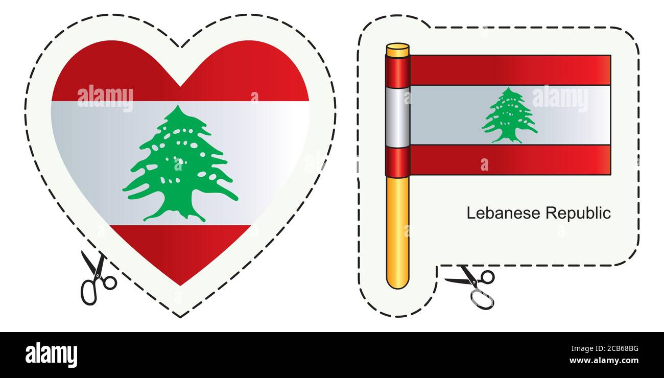 Flag of Lebanon. Vector cut sign here, isolated on white. Can be used ...