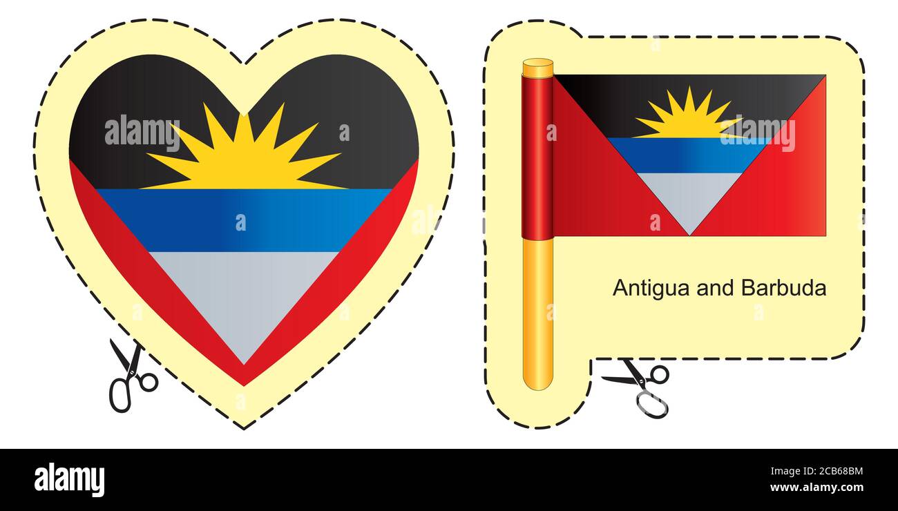 Flag of Antigua and Barbuda. Vector cut sign here, isolated on white ...