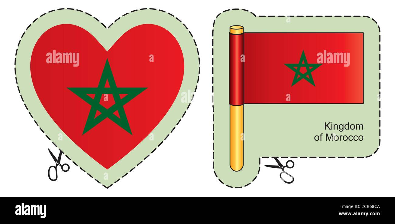 Flag of Morocco. Vector cut sign here, isolated on white. Can be used ...