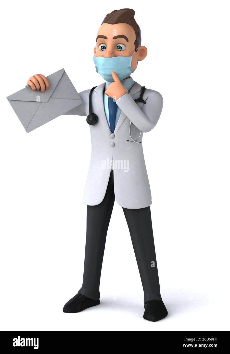 Fun cartoon doctor character with a mask Stock Photo - Alamy