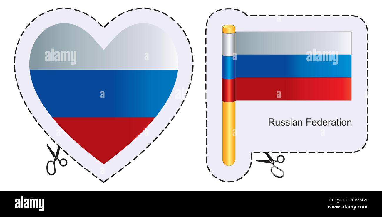 Flag of Russia. Vector cut sign here, isolated on white. Can be used ...