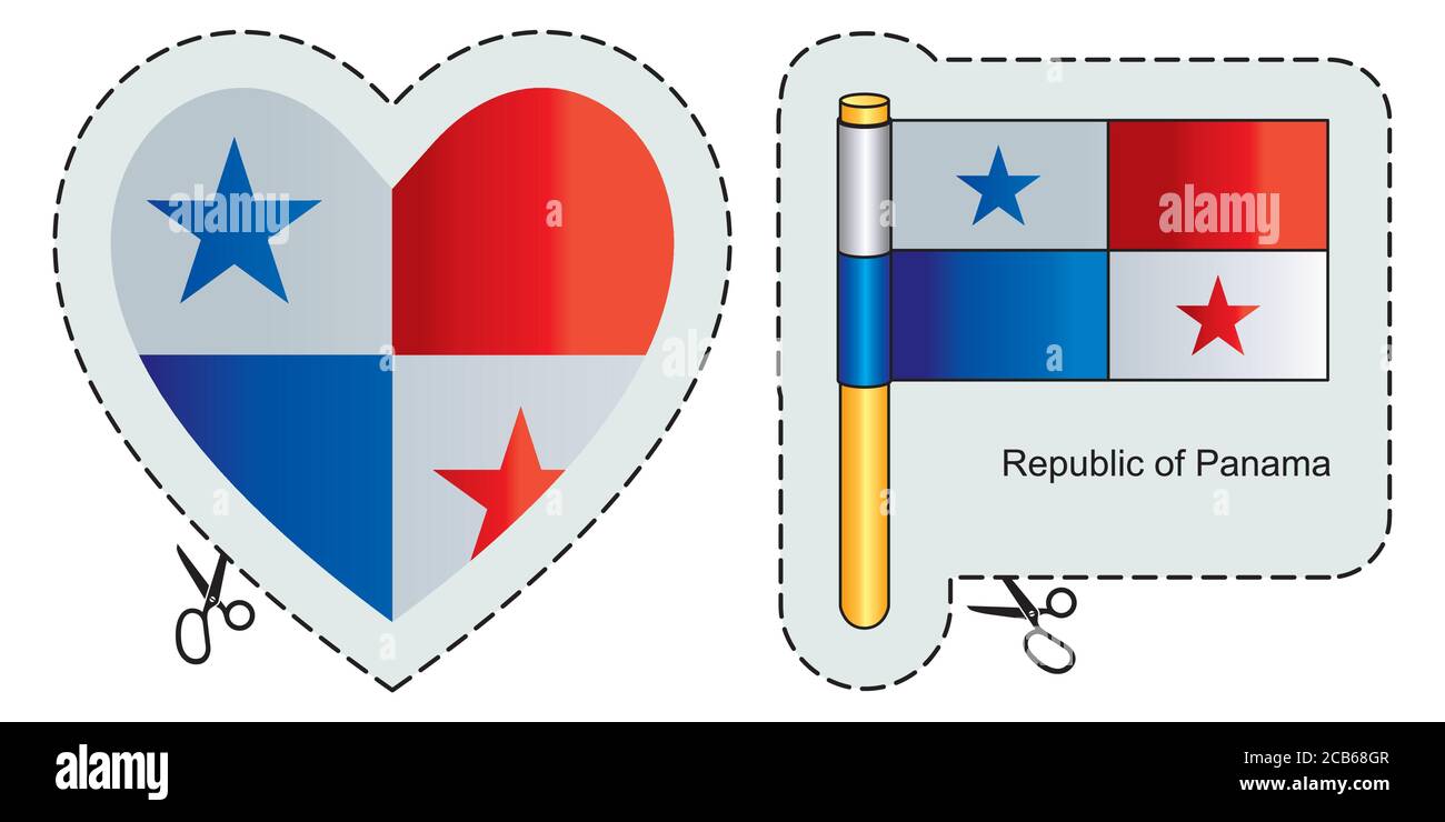 Flag of Panama. Vector cut sign here, isolated on white. Can be used ...