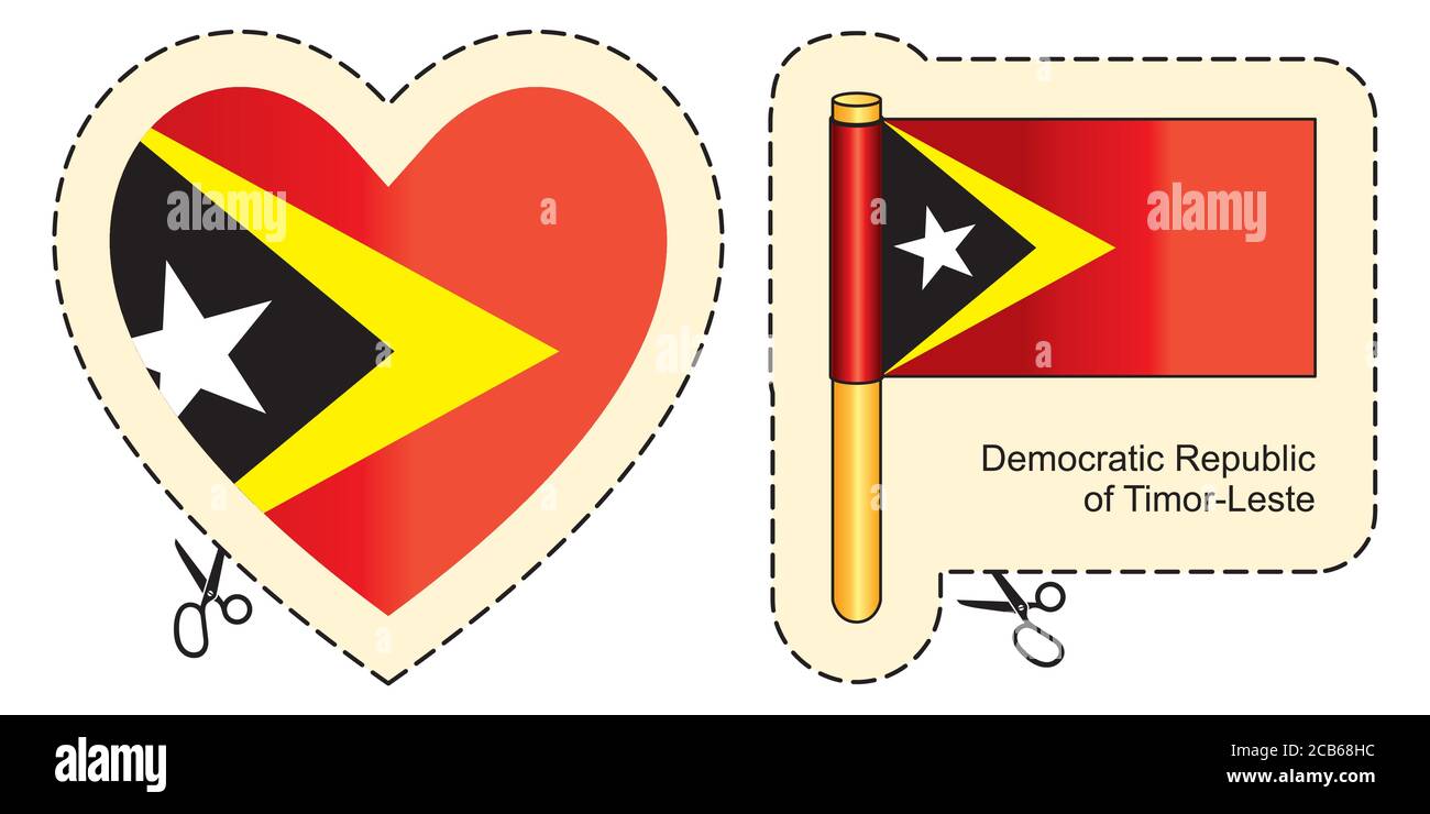 Flag of East Timor. Vector cut sign here, isolated on white. Can be ...