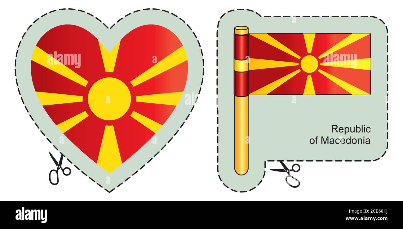 Flag of the Republic of Macedonia. Vector cut sign here, isolated on ...
