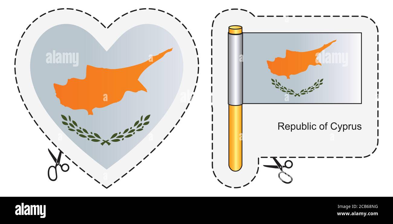 Flag of Cyprus. Vector cut sign here, isolated on white. Can be used ...