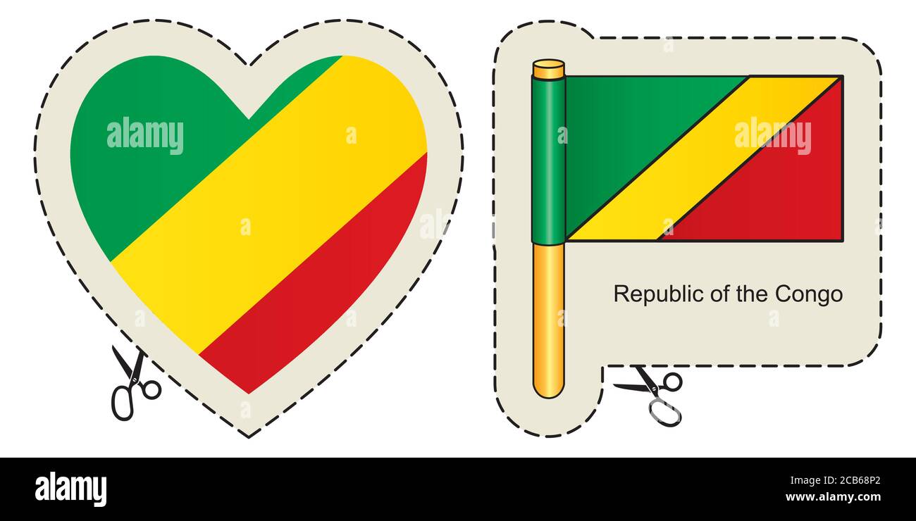 Flag of the Republic of the Congo. Vector cut sign here, isolated on ...