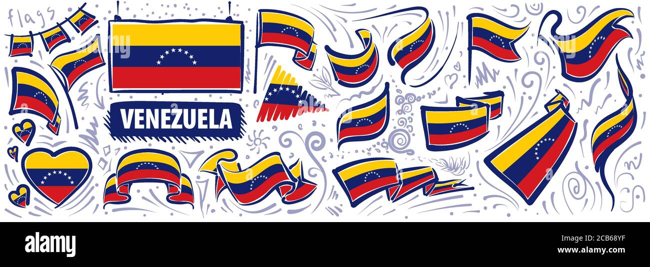Vector set of the national flag of Venezuela in various creative ...