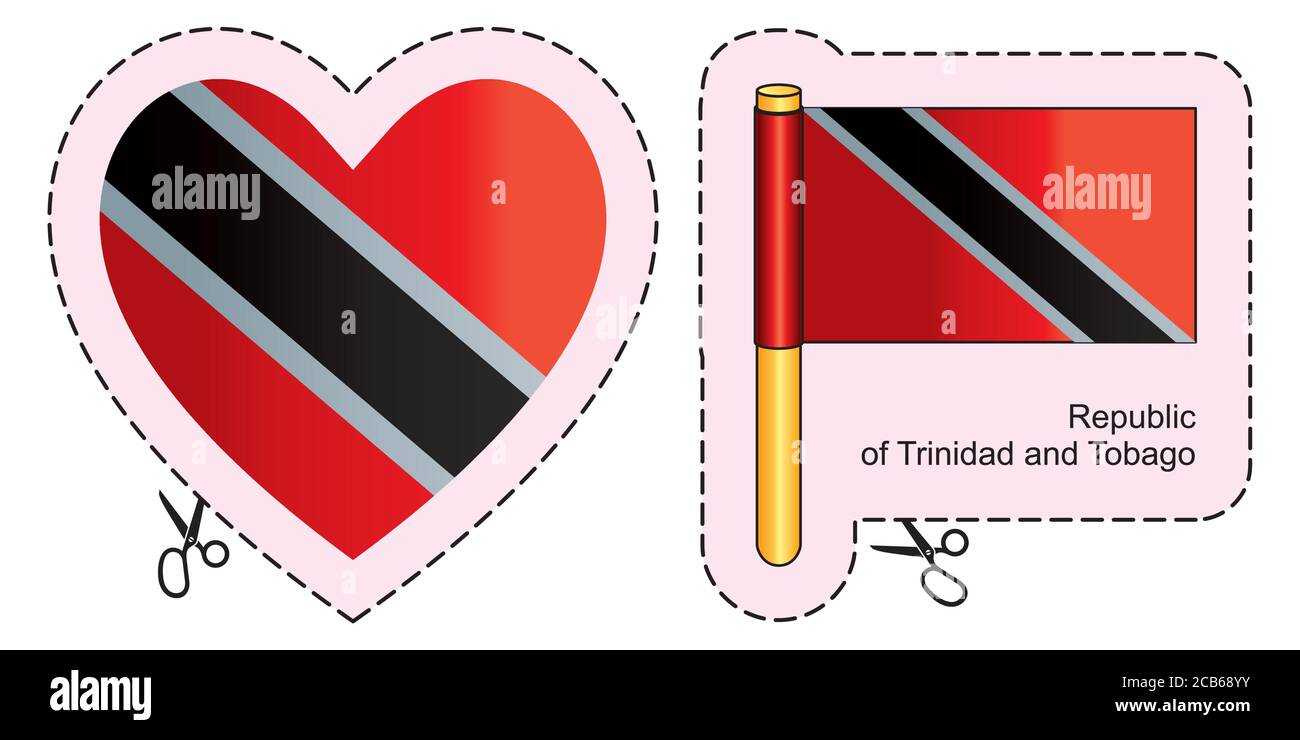 Flag of Trinidad and Tobago. Vector cut sign here, isolated on white ...