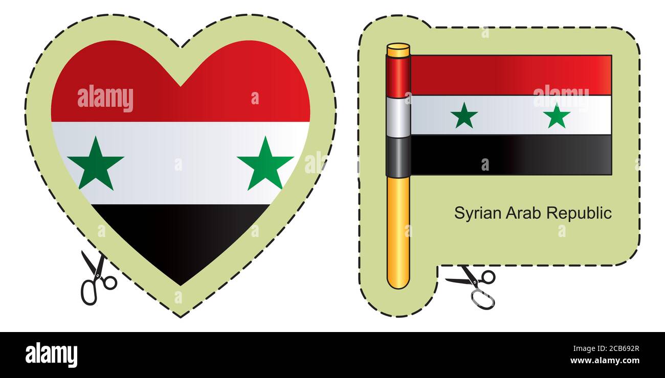 Flag of Syria. Vector cut sign here, isolated on white. Can be used for ...