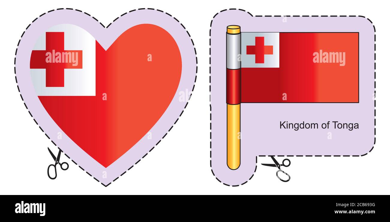 Flag of Tonga. Vector cut sign here, isolated on white. Can be used for ...