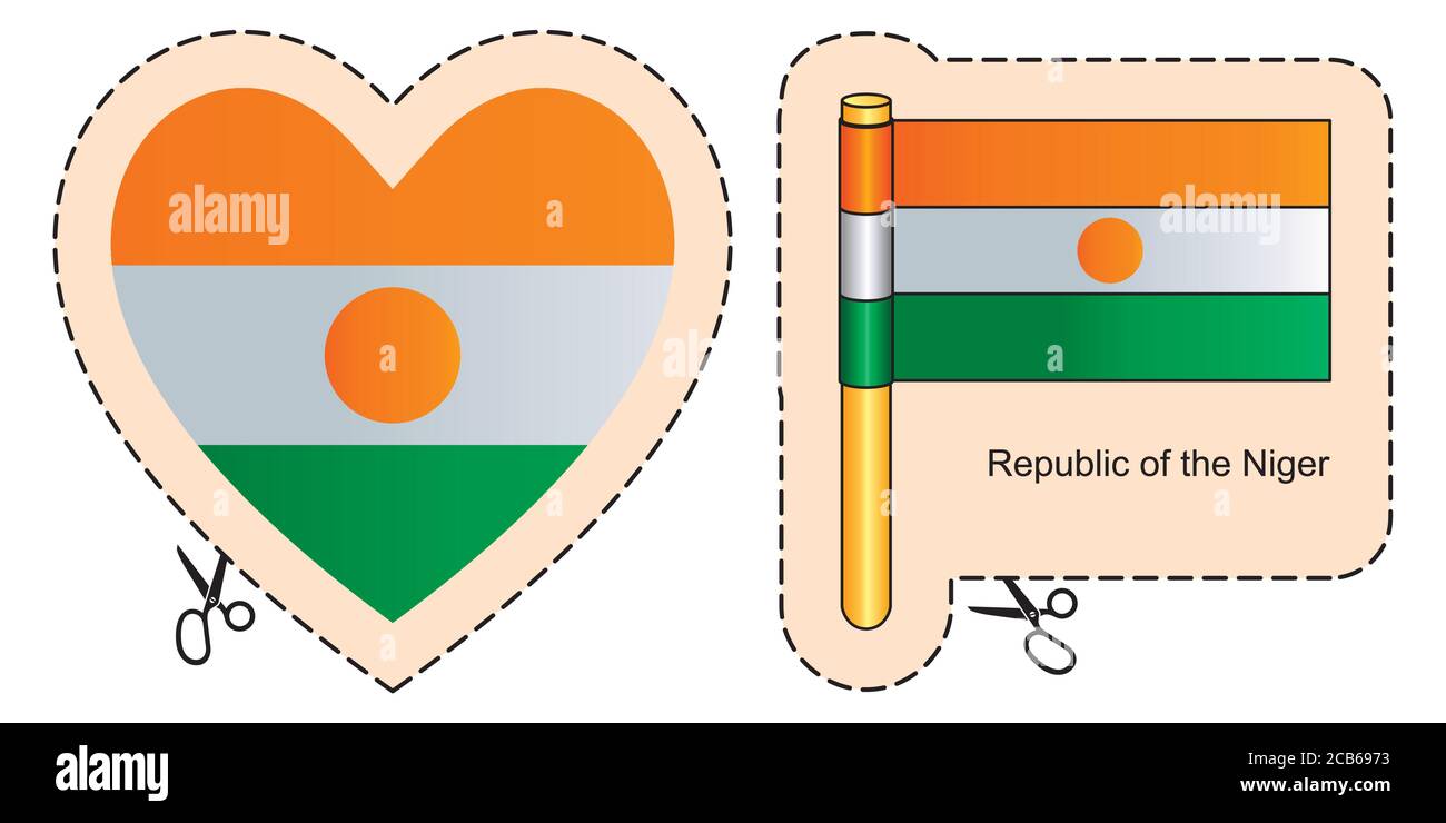 Flag of Niger. Vector cut sign here, isolated on white. Can be used for ...