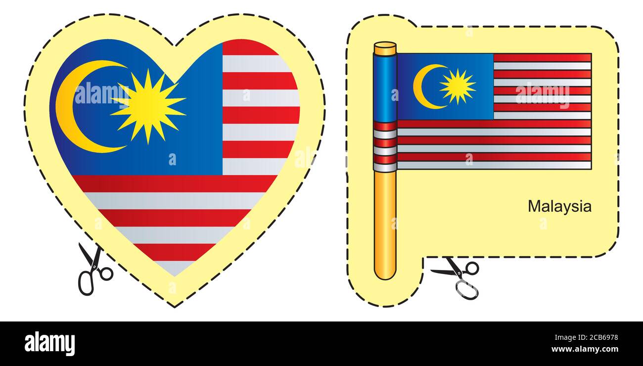 Flag of Malaysia. Vector cut sign here, isolated on white. Can be used ...
