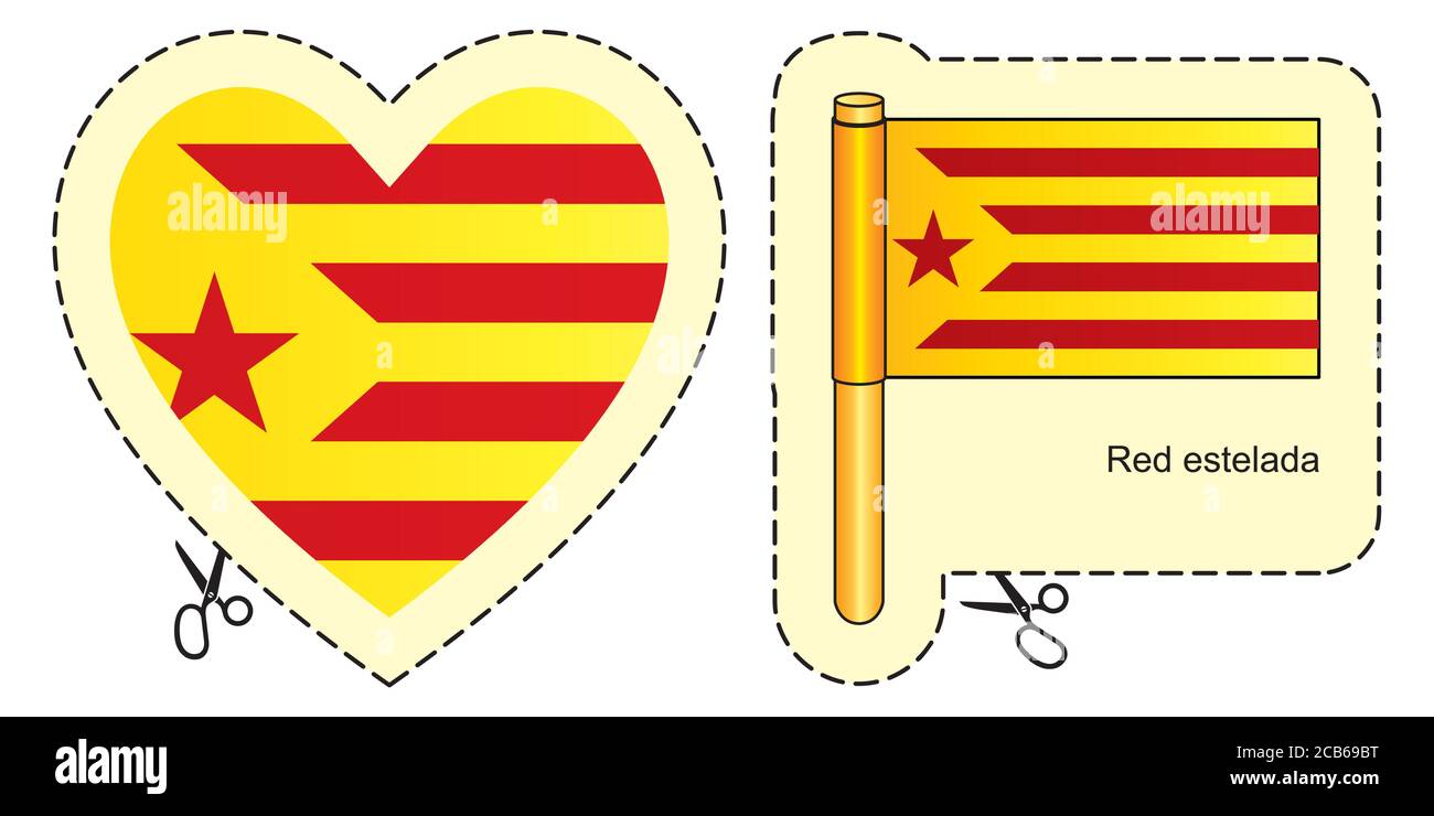 Red estelada - flag of Catalonia, Vector cut sign here, isolated on ...