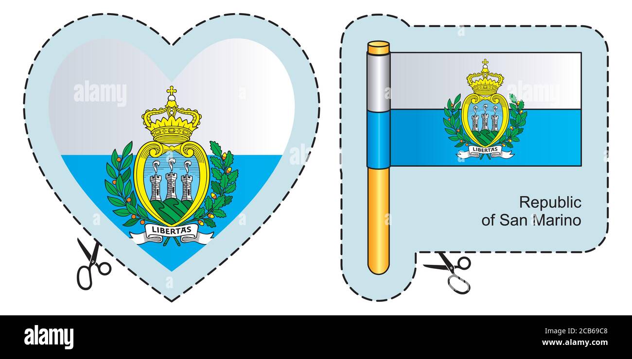 Flag of San Marino. Vector cut sign here, isolated on white. Can be ...