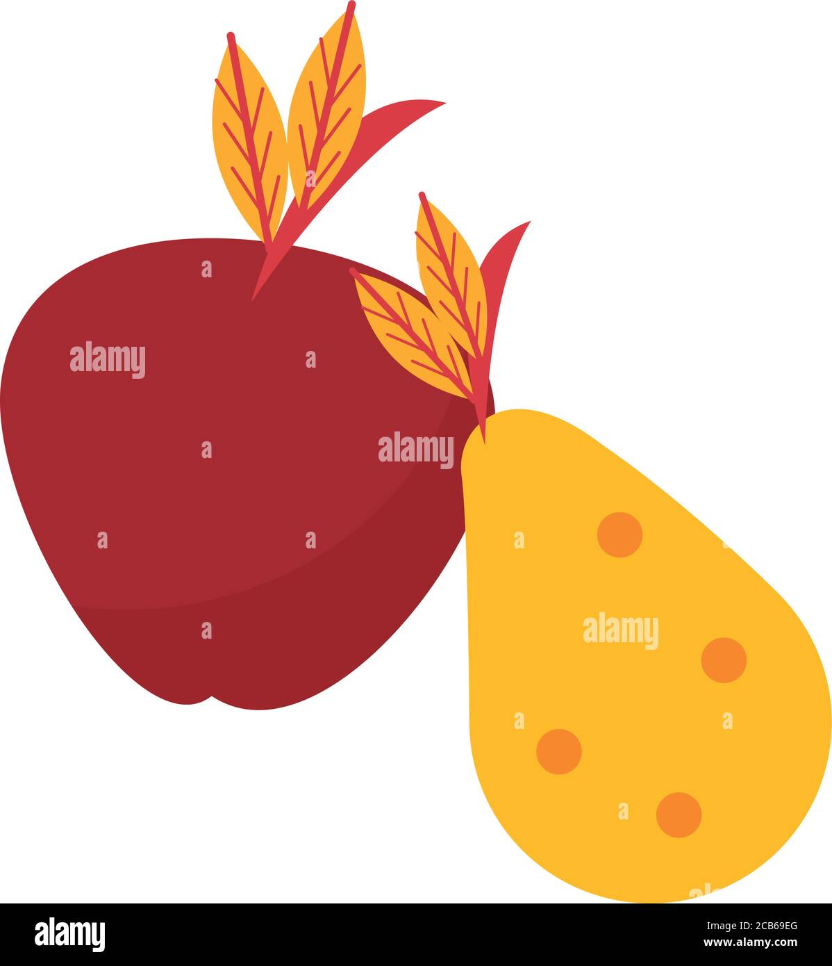 apple and pear flat style icon vector illustration design Stock Vector ...