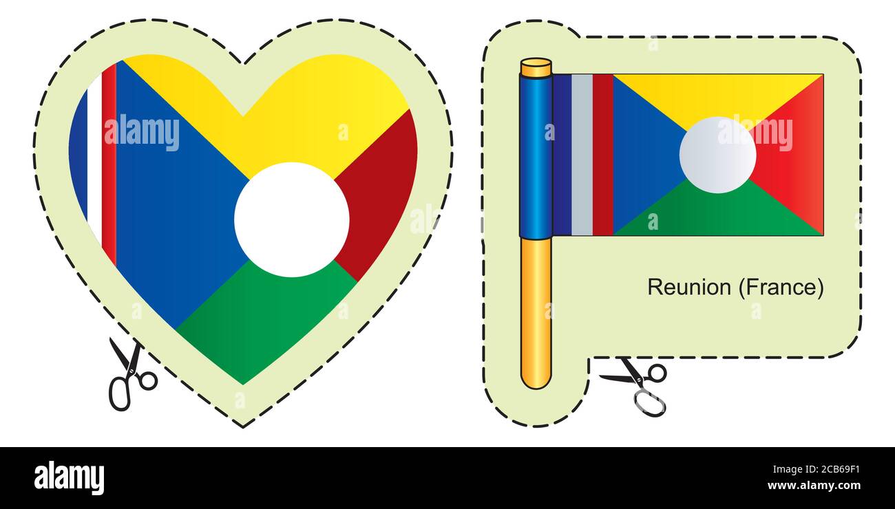 Flag of Reunion. island and region of France in the Indian Ocean ...
