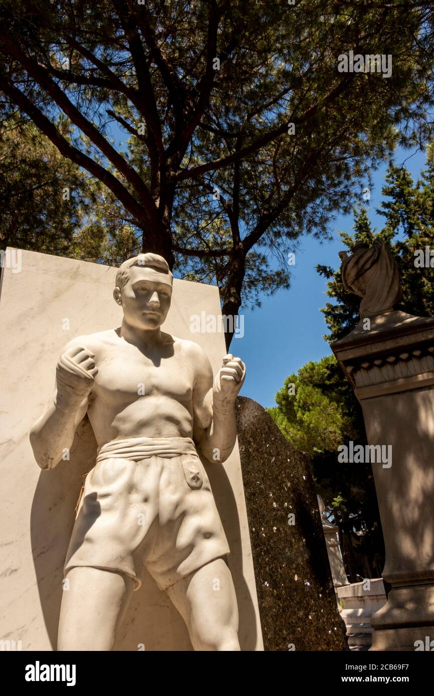 gravestone statue of boxer Raymond Grassi in cemetery Cimetière Saint ...